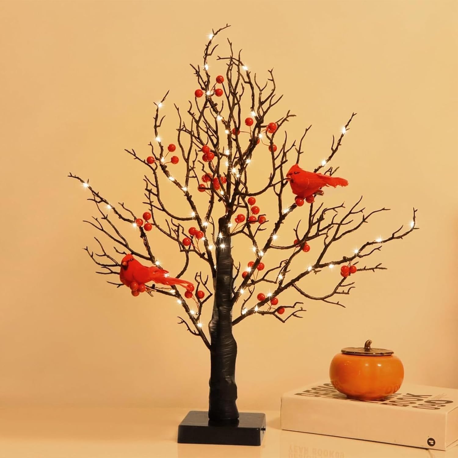 Amazon.com: Vintage Glowing Tree with Cardinals, Trees with Cardinals ...