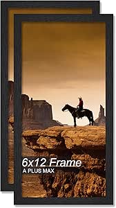 Amazon.com - A PLUS MAX 6x12 Picture Frame Set of 2, Black Engineered Wood Frame for 6 x 12 Inch ...