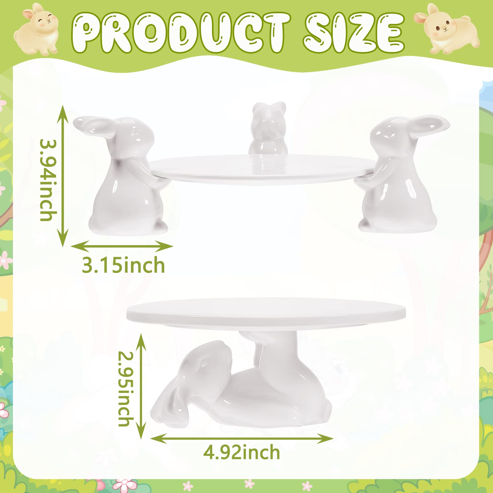 2 Set Bunny Rabbit Cake Stand Ceramic Rabbit Cupcake Stand Cute Bunny ...