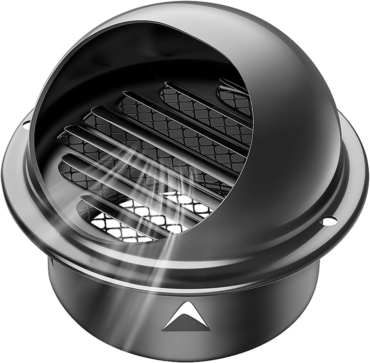 3" Round Wall Vent Cap, Moonjor Black Paint Stainless Steel Air ...