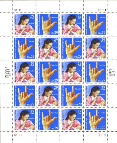Amazon.com: 1993 American Sign Language #2784a Pane of 20 x 29 Cents US ...
