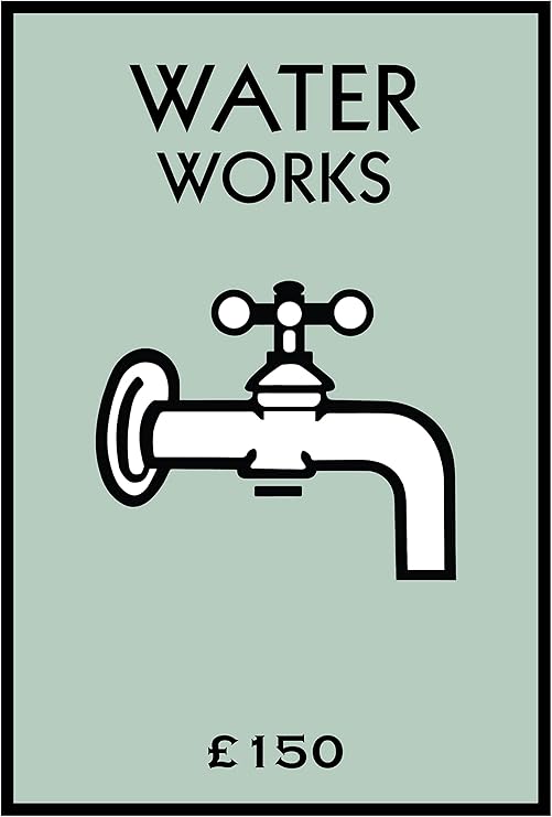 Hewson's Gifts Water Works Monopoly Style Bathroom Print, Wall Art ...