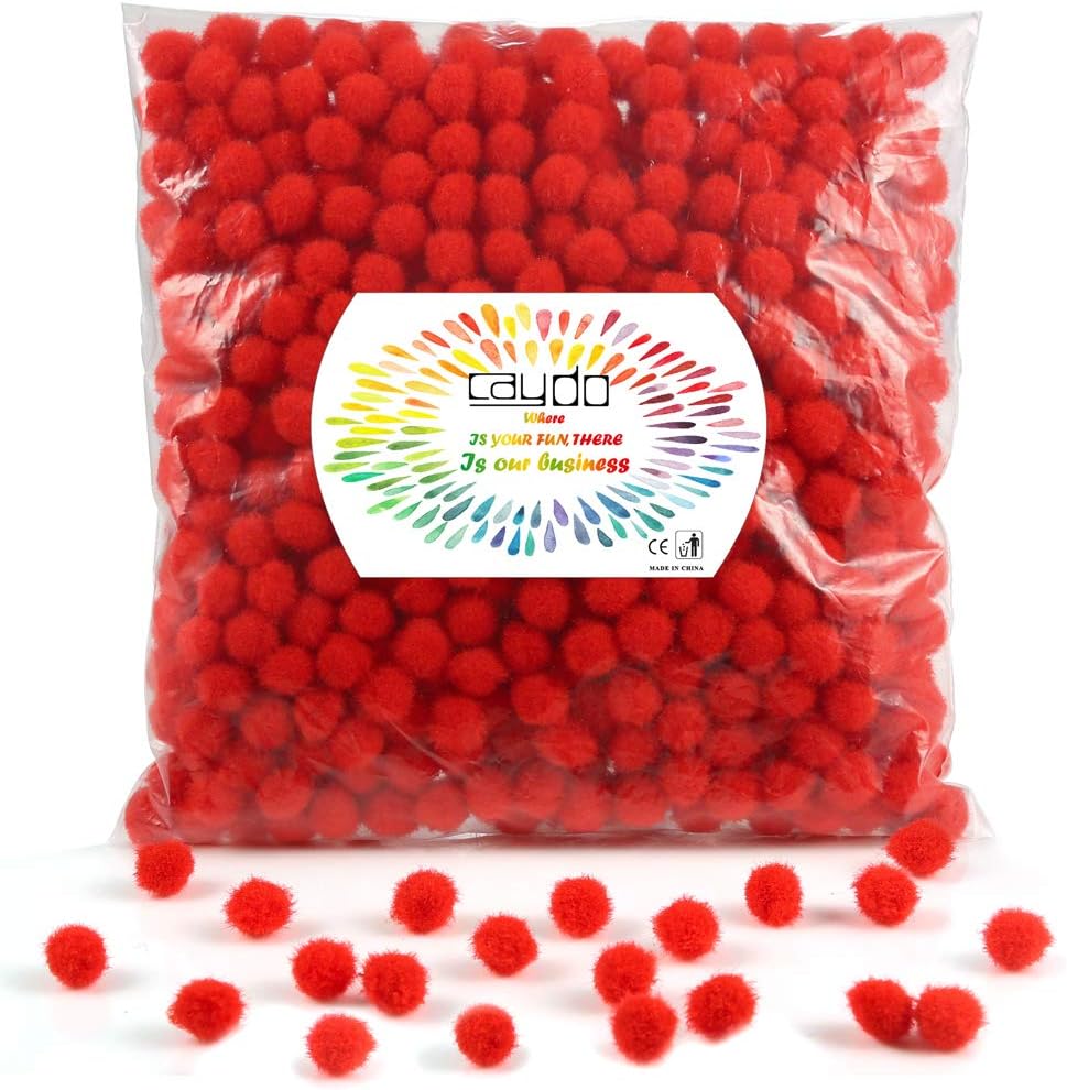 Amazon.com: 250 Pieces Christmas Red Pom Poms Craft, Mini Pom Poms Red ...