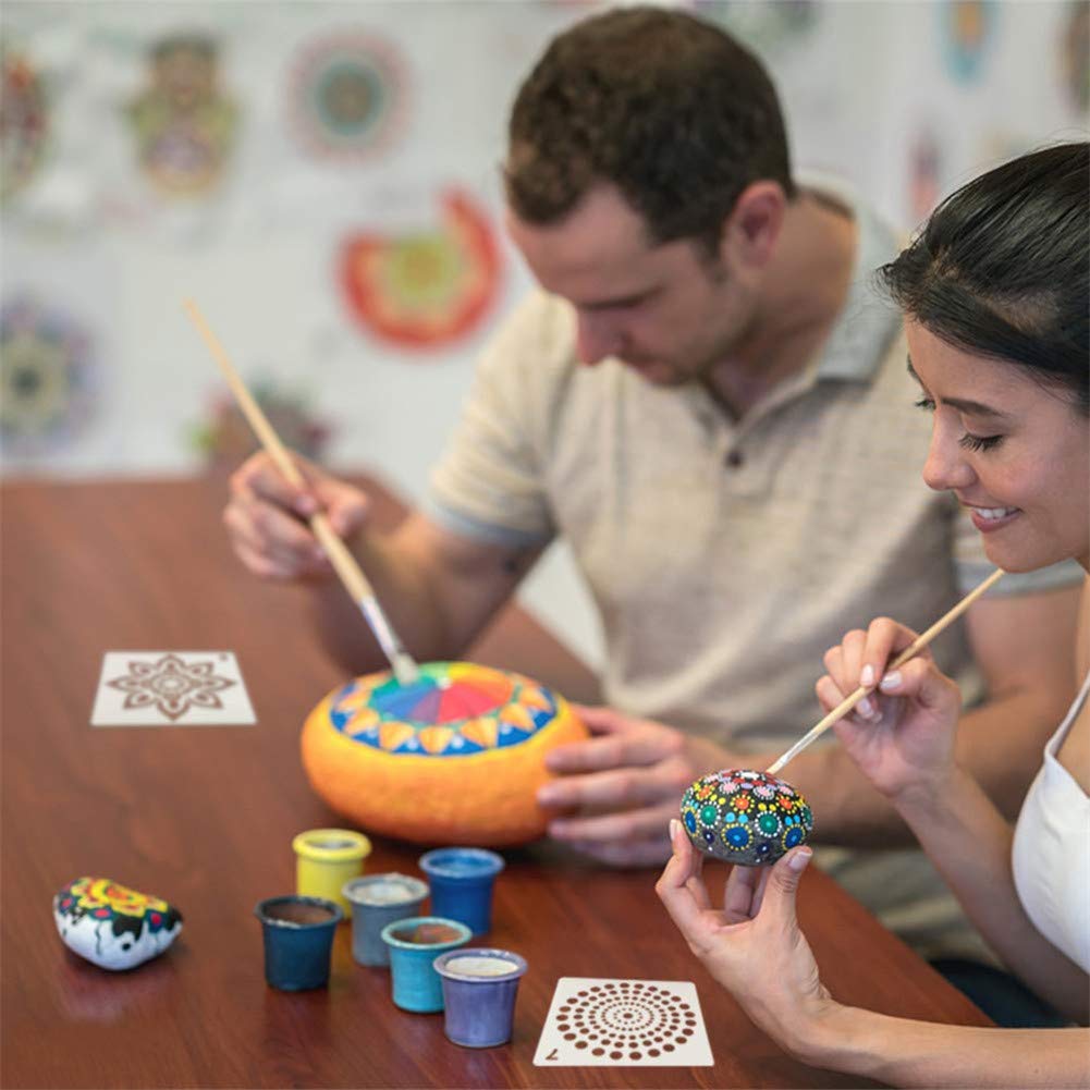 16 PCS Reusable Stencils, Mandala Template Laser Cut Painting Mandala ...