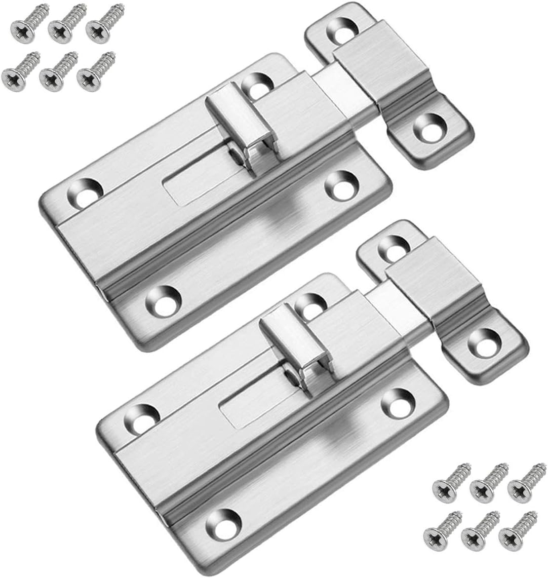 Natuce Door Bolts, 2 Pieces Stainless Steel Latch Sliding Door Lock ...