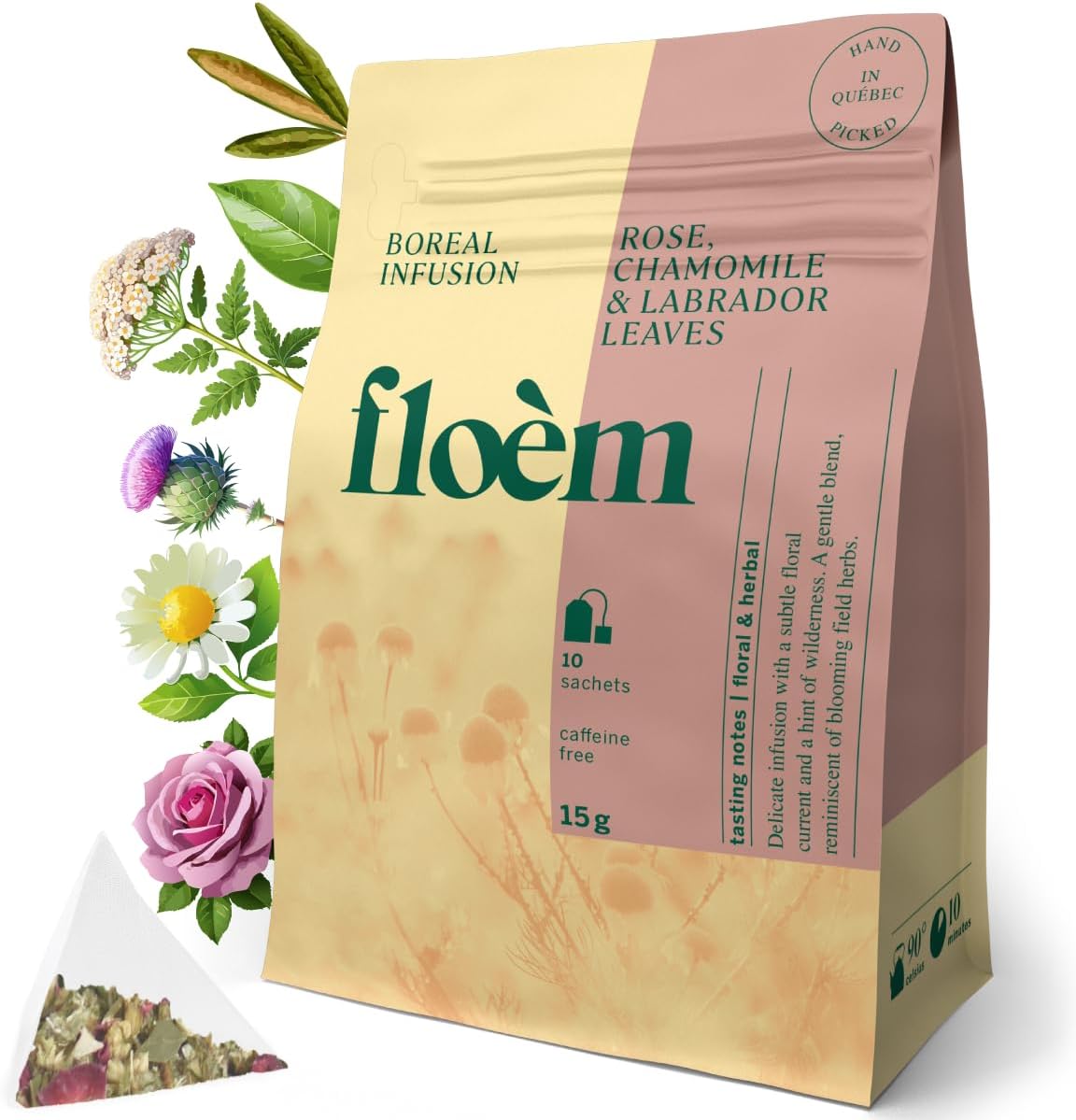 Floem - Rose & Chamomile Tea Bags with Labrador Tea Leaves - Premium ...
