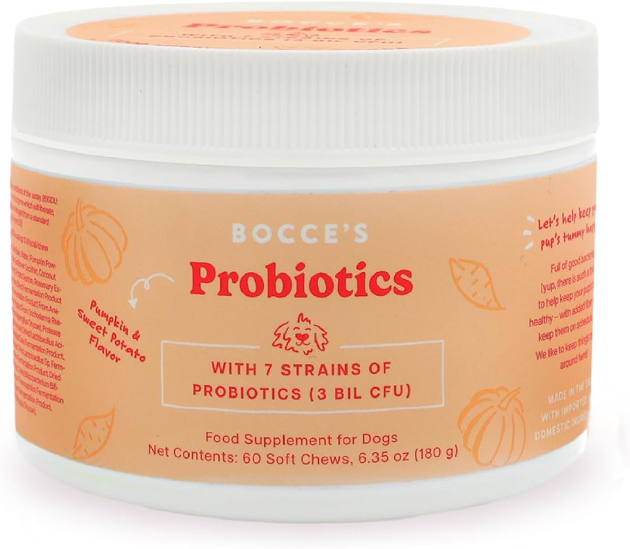 Amazon.com: Bocce's Bakery Probiotic Supplement for Dogs, Daily Chews ...