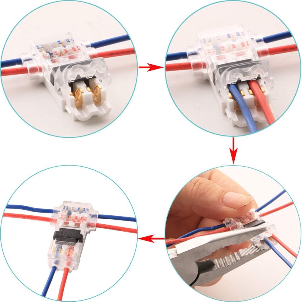 CTRICALVER Double T-Type Wiring Connector Wiring Branch Connector Easy ...