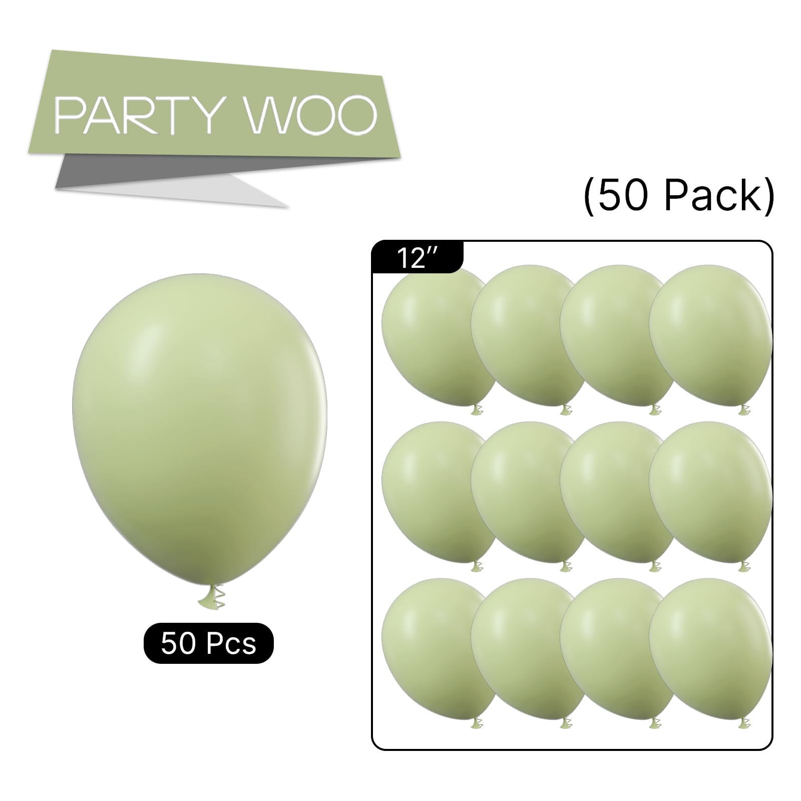 Snapklik.com : Sage Green Balloons 50 Pcs 12 Inch Matte Olive Boho ...
