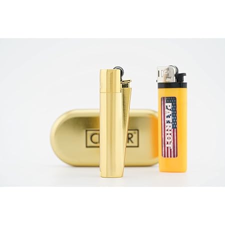 Amazon.com: New Version Clipper Metal Lighter - Gold Trim & Black ...