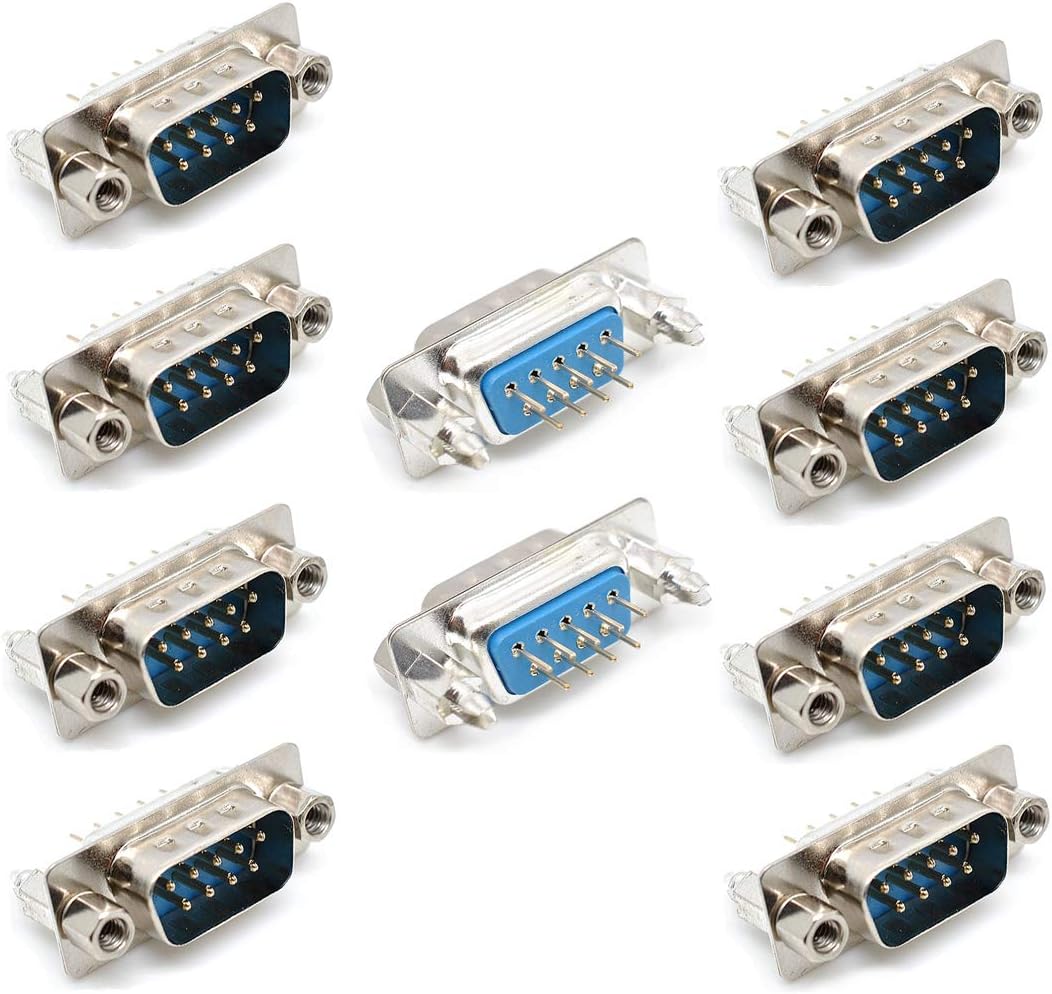 Amazon.com: Oiyagai 10 pcs DB9 9 Pin 2 Row Lock Screw 180 Degree Male D ...