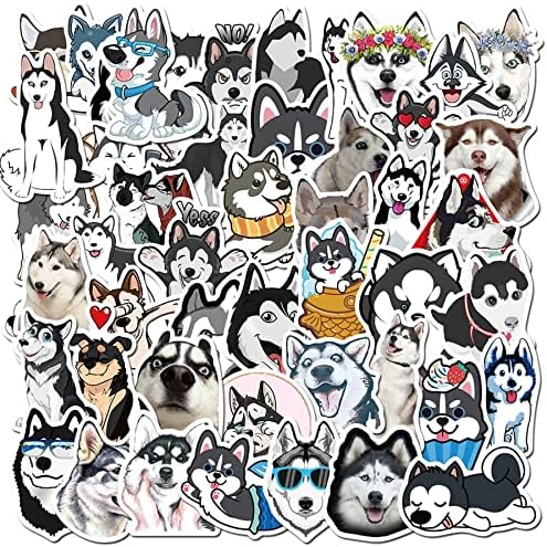 50Pcs Siberian Husky Vinyl Stickers, Cute Husky Dog Stickers Decals for ...