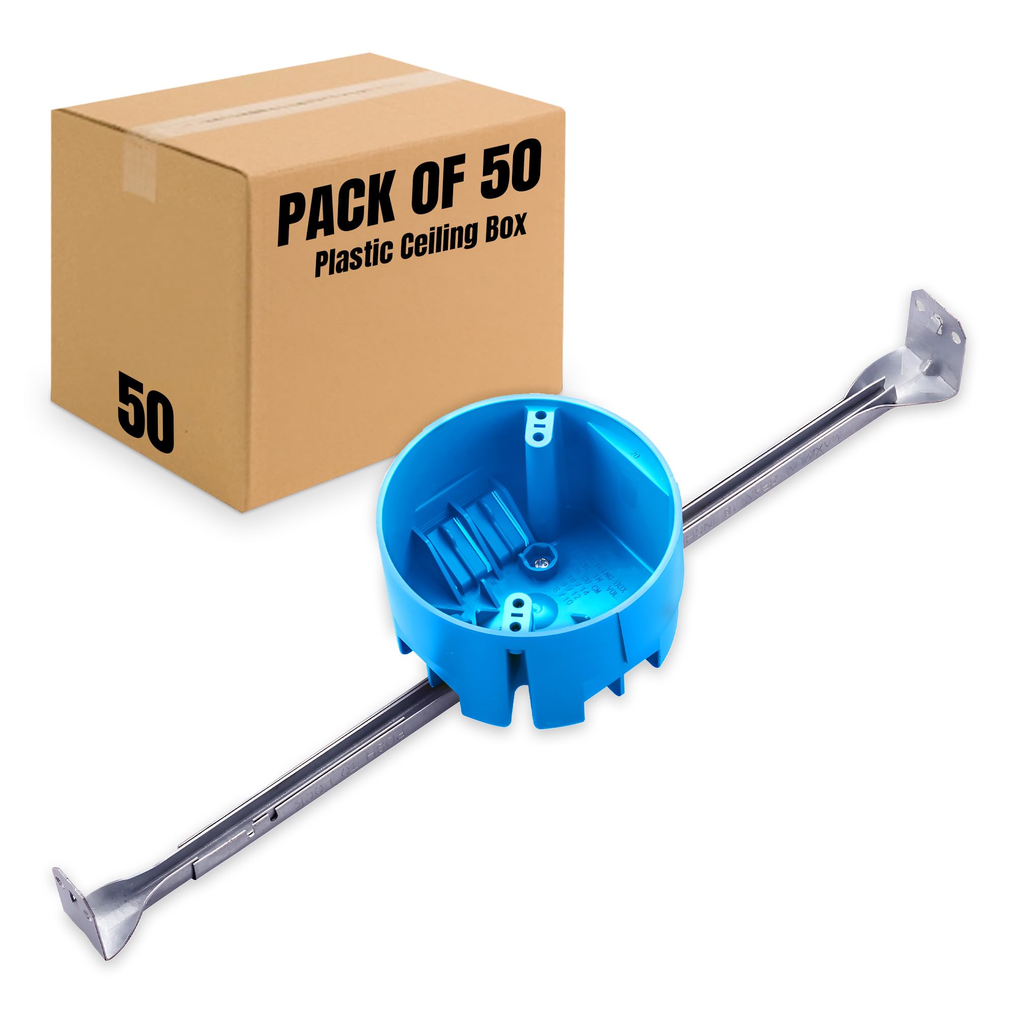 4 Round Plastic Electrical Boxes 50 Lb. Rating Nail On PVC Molded New