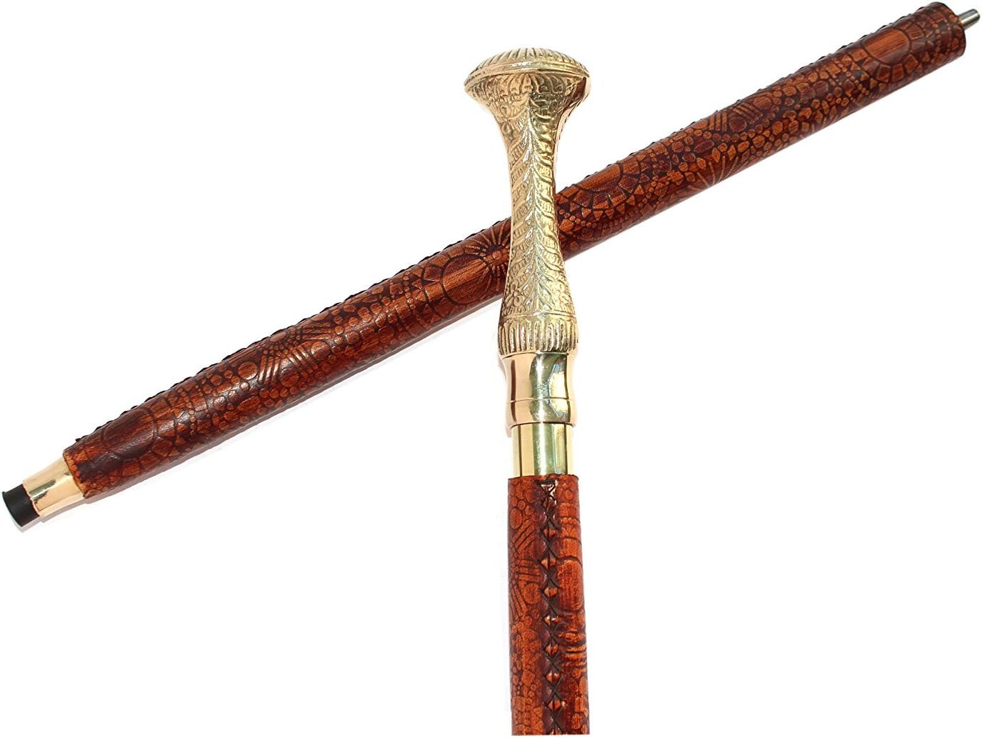 Amazon.com: Walking stick top brass and exclusively leather crafted ...