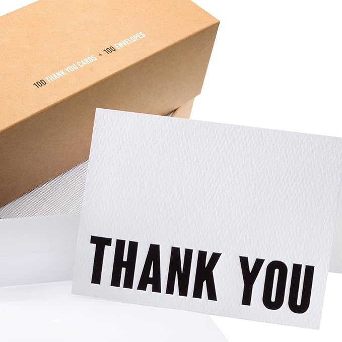 Amazon.com : 100 Pack Thank You Cards with Envelopes, Minimalistic ...