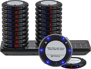Retekess TD163 Coaster Restaurant Pager, 500M Restaurant Buzzer System ...