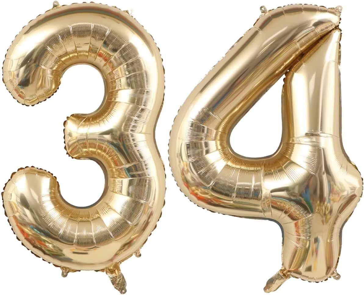Amazon.com: Light Gold 43 34 Balloon Numbers, 40 Inch Large 43th 34th ...