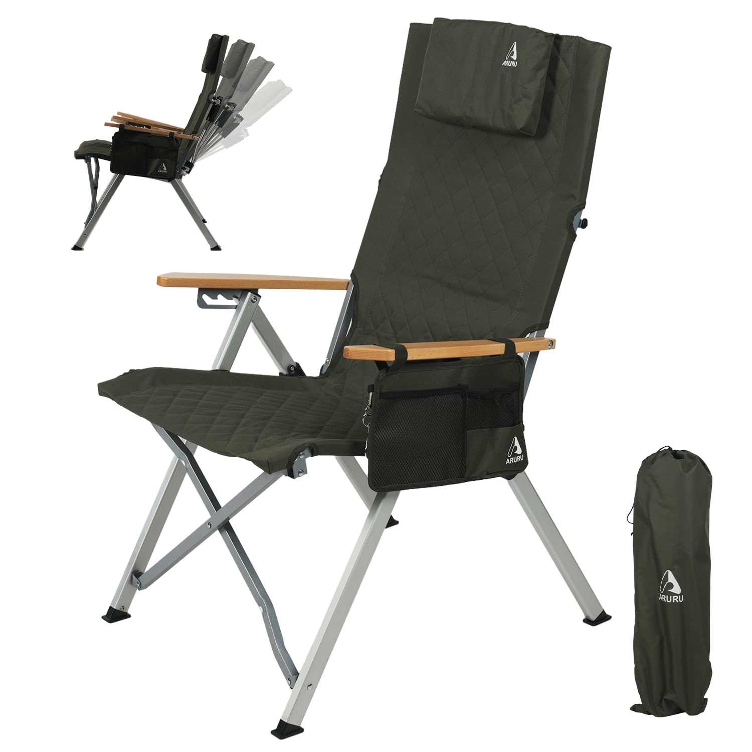 Amazon.com: ARURU Camping Reclining Chair, Heavy Duty Folding Chairs ...