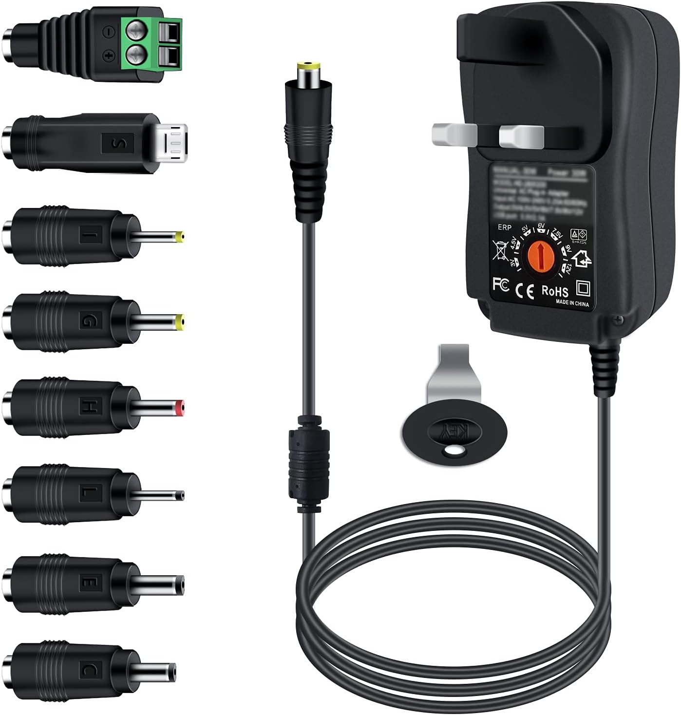 30W Universal Power Adapter, Dalugo 3V 4.5V 5V 6V 7.5V 9V 12V 2A AC/DC Switching Power Supply ...