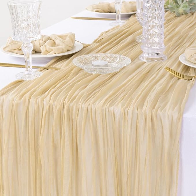 Amazon.com: DeZerlor 12Pack Champagne Cheesecloth Table Runner Boho ...