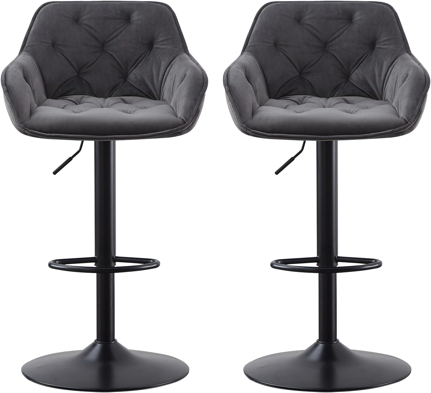 Wahson Velvet Bar Stools Set of 2 Breakfast Counter Bar Chairs with ...