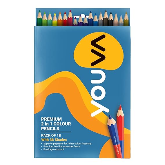 Navneet Youva | Premium 2 In 1 | Colour Pencil | Pack Of 18, Multi ...