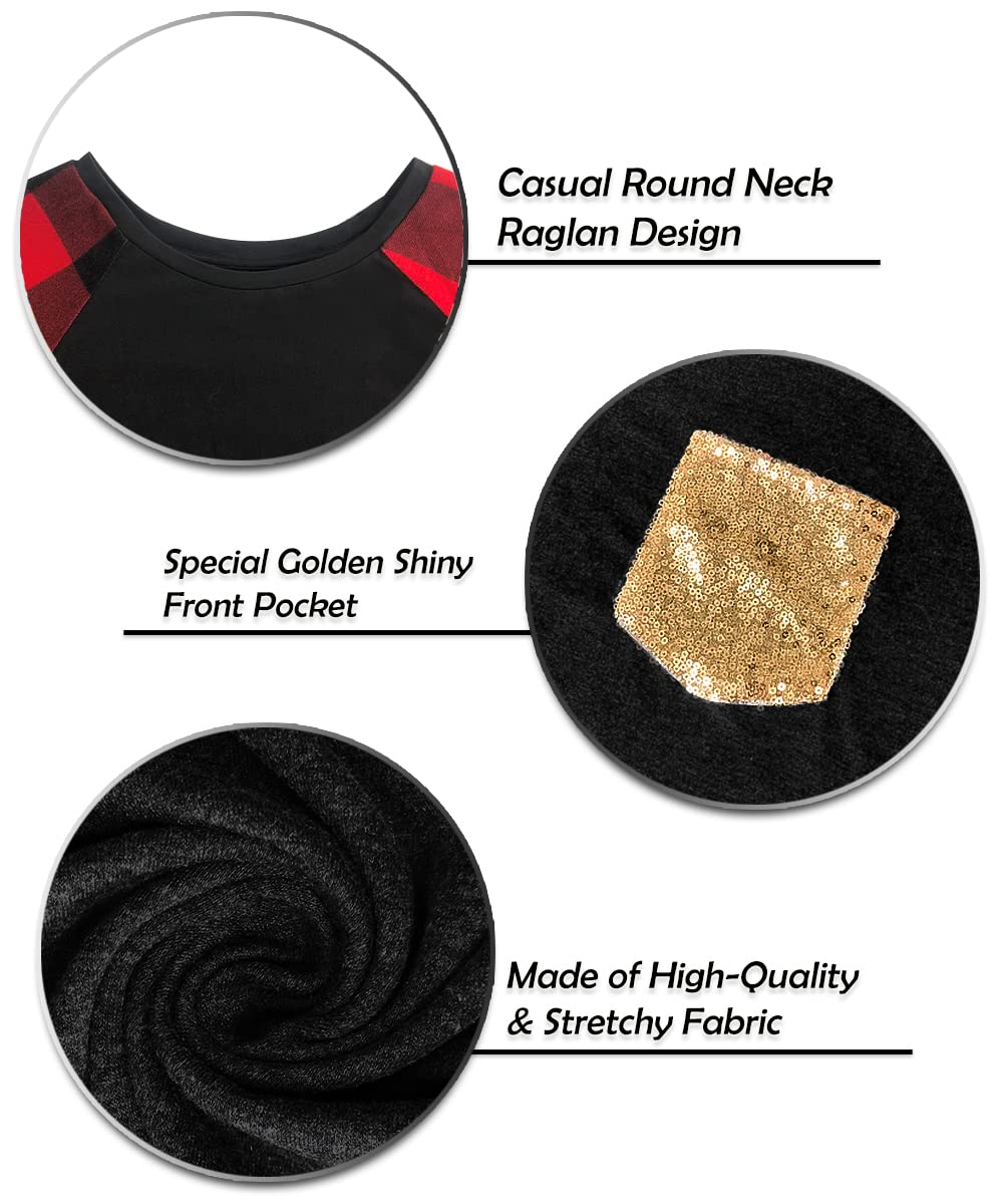 Snapklik.com : Plus Size Shirts Women Raglan Long Sleeve Golden Sequin ...