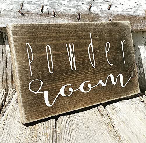 Amazon.com: Powder Room Wood Sign - Farmhouse Bathroom Decor ...