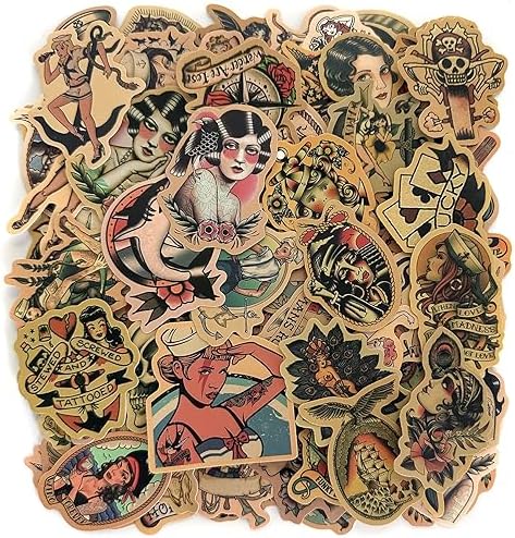 Amazon.com: Vintage Sailor Jerry Stickers,100 Pcs Retro Girl Stickers ...