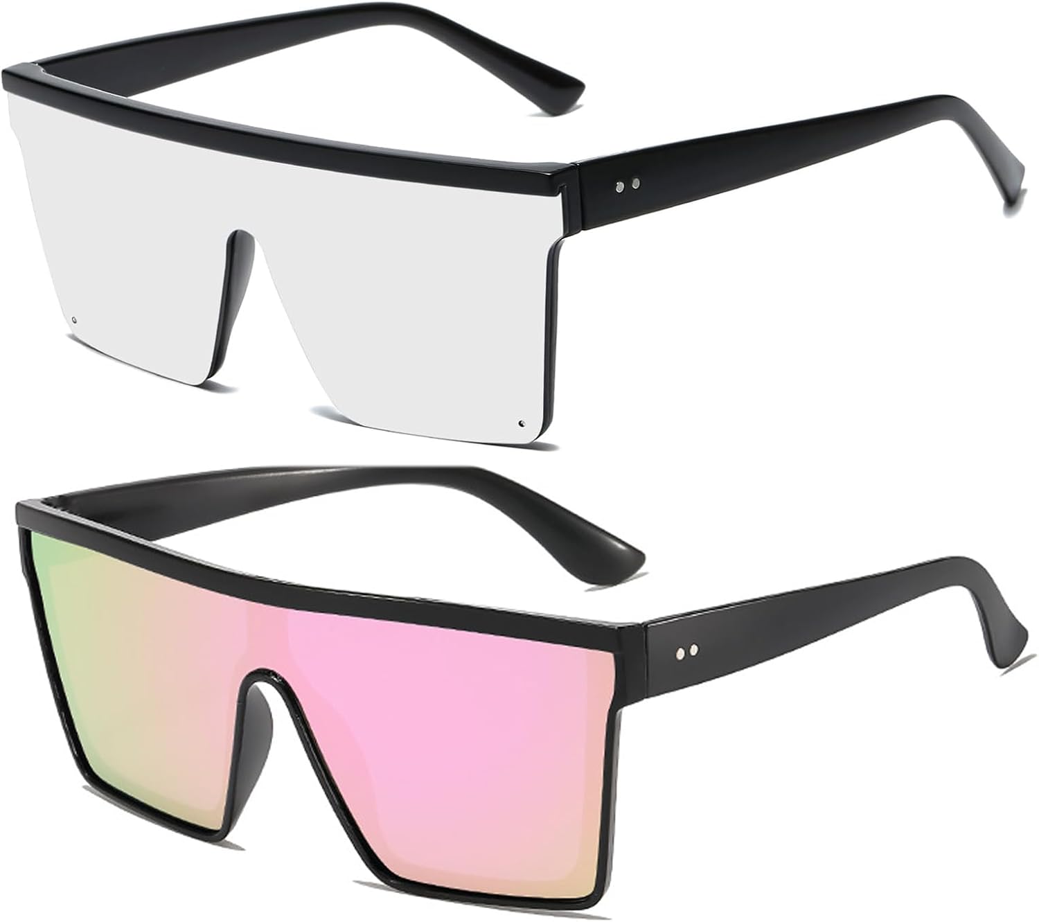 ZSRVAJ 2 Pcs Rave Glasses, Square Sunglasses for Women Men, Flat Top ...