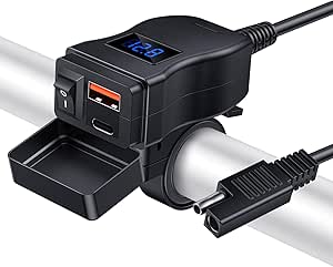 Amazon.com: Randpow Motorcycle USB Charger(38W), 6.4A USB Type C 2-in-1 ...