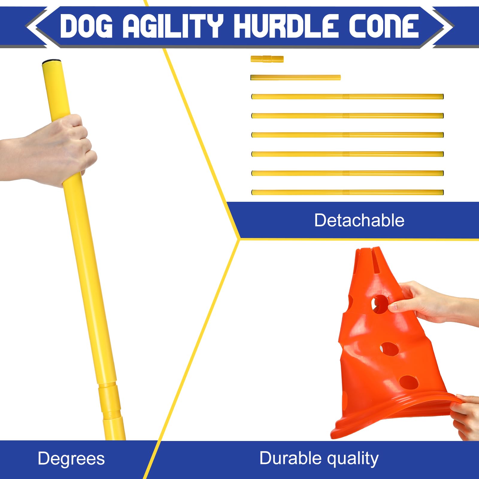 Glimin 10 Sets Dog Agility Hurdle Cone Set 20 Pcs Exercise Cones with ...