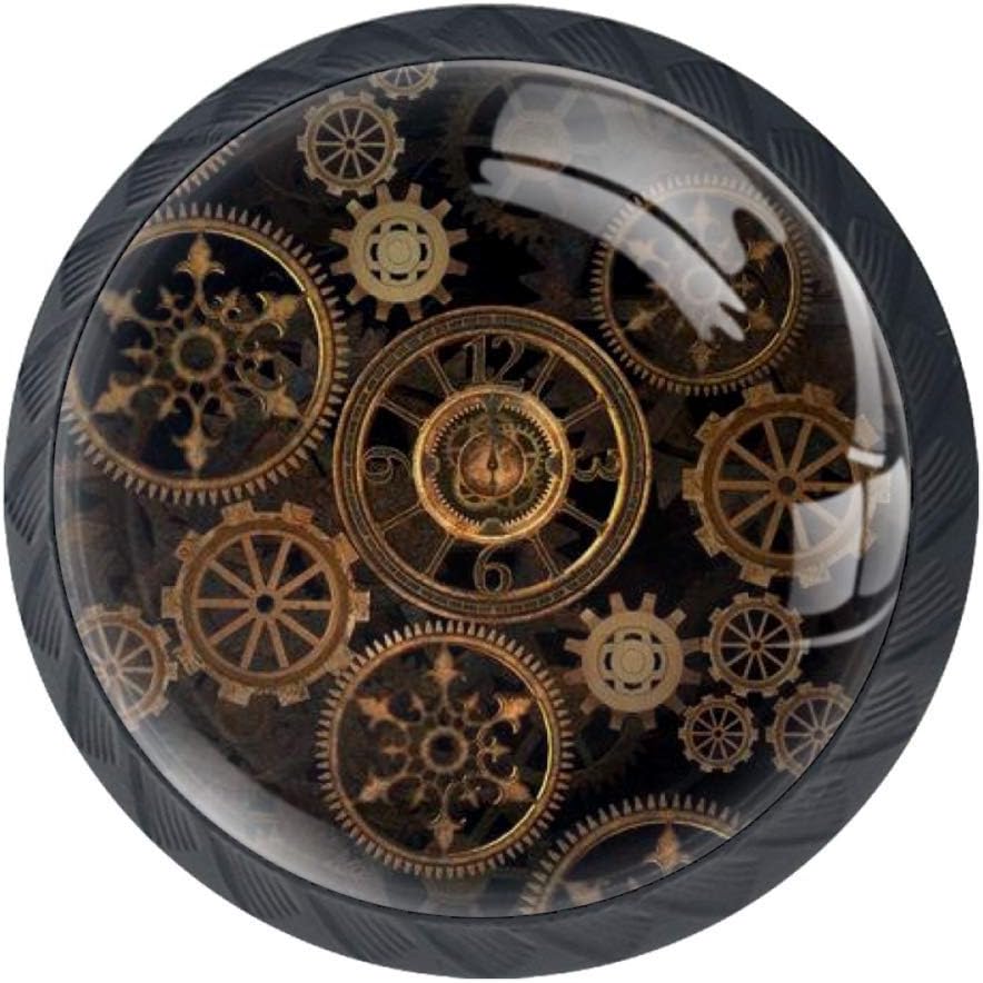 Steampunk Gears Background Drawer Knob Pull Handle Round Cabinet Drawer ...