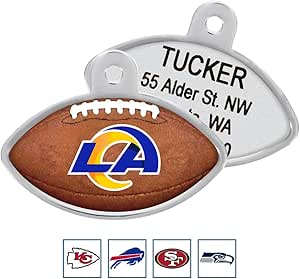 Amazon.com: GoTags Personaized NFL Dog Tags, LA Rams, Football Shape ...
