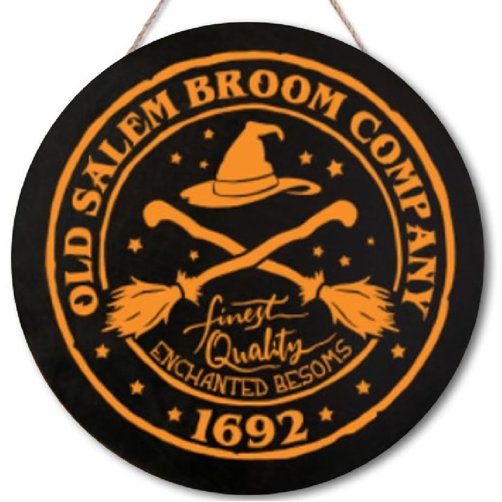Amazon.com: Halloween Wood Hanging Decor 11.8 Inch Old Salem Broom ...