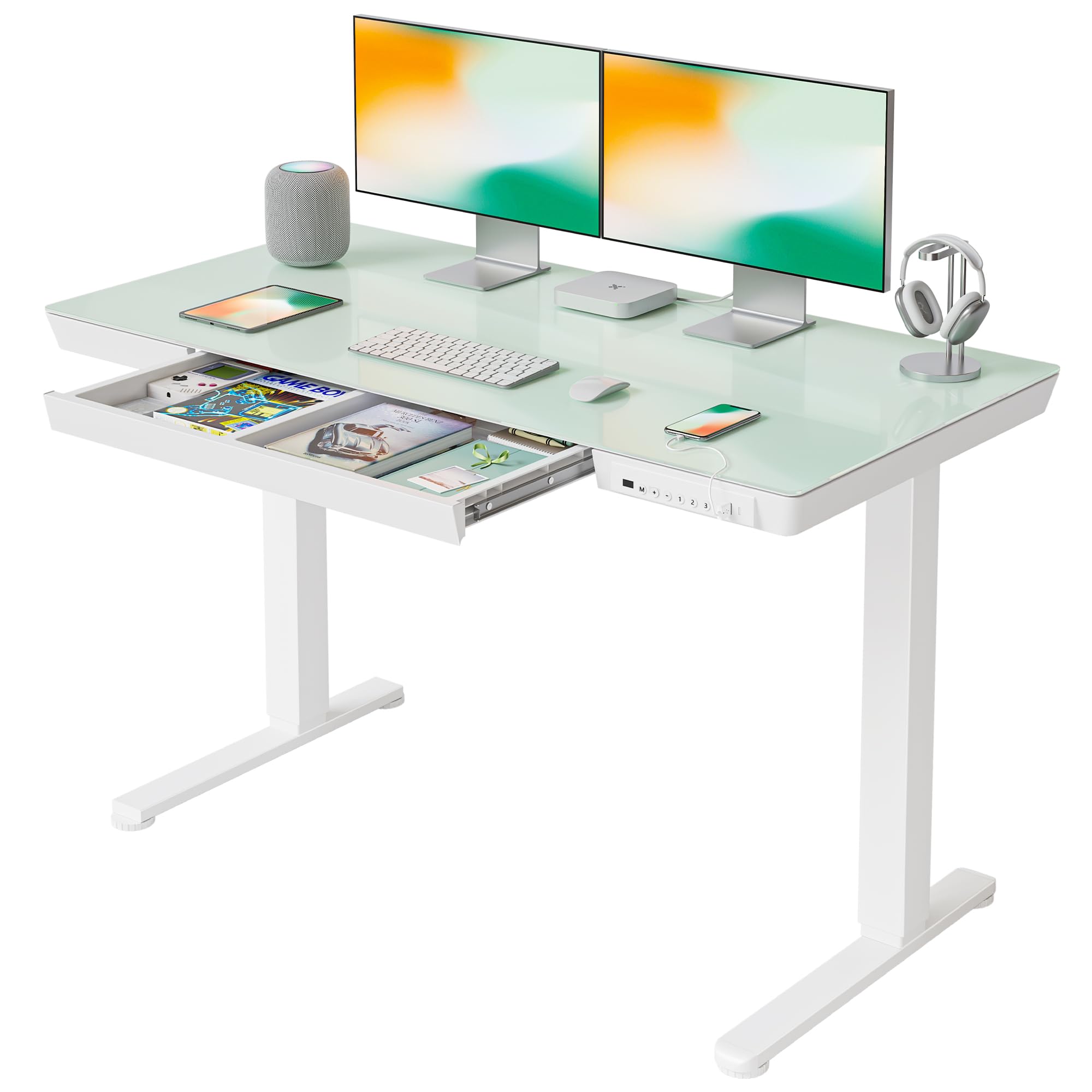 Amazon.com: FEZIBO 48 × 24 Electric Standing Desk with Drawers, Whole ...