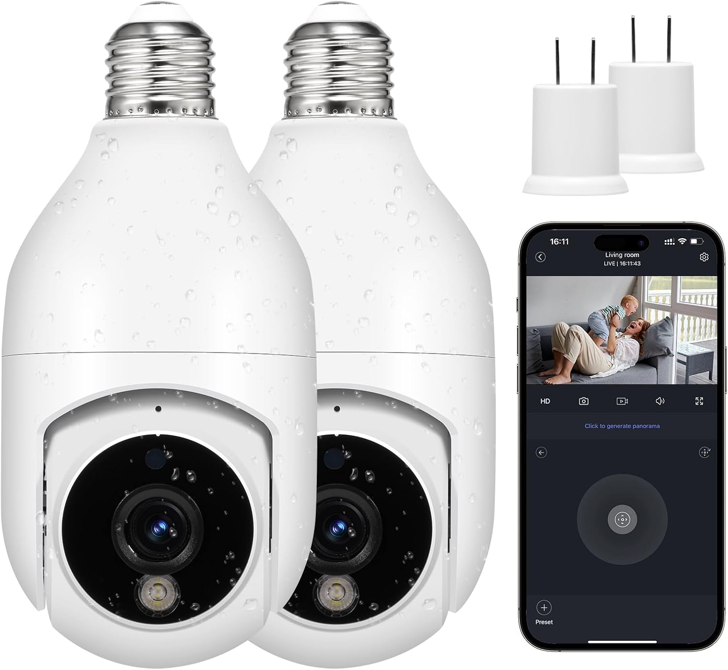 Amazon.com : oneware WiFi Light Bulb Security Camera - Indoor & Outdoor ...