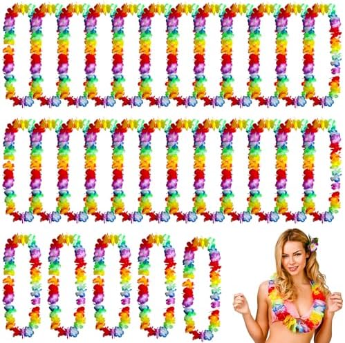 YOUNGSAY Pack of 30 Hawaii Necklaces, Flowers, Colourful Hawaii Chains ...