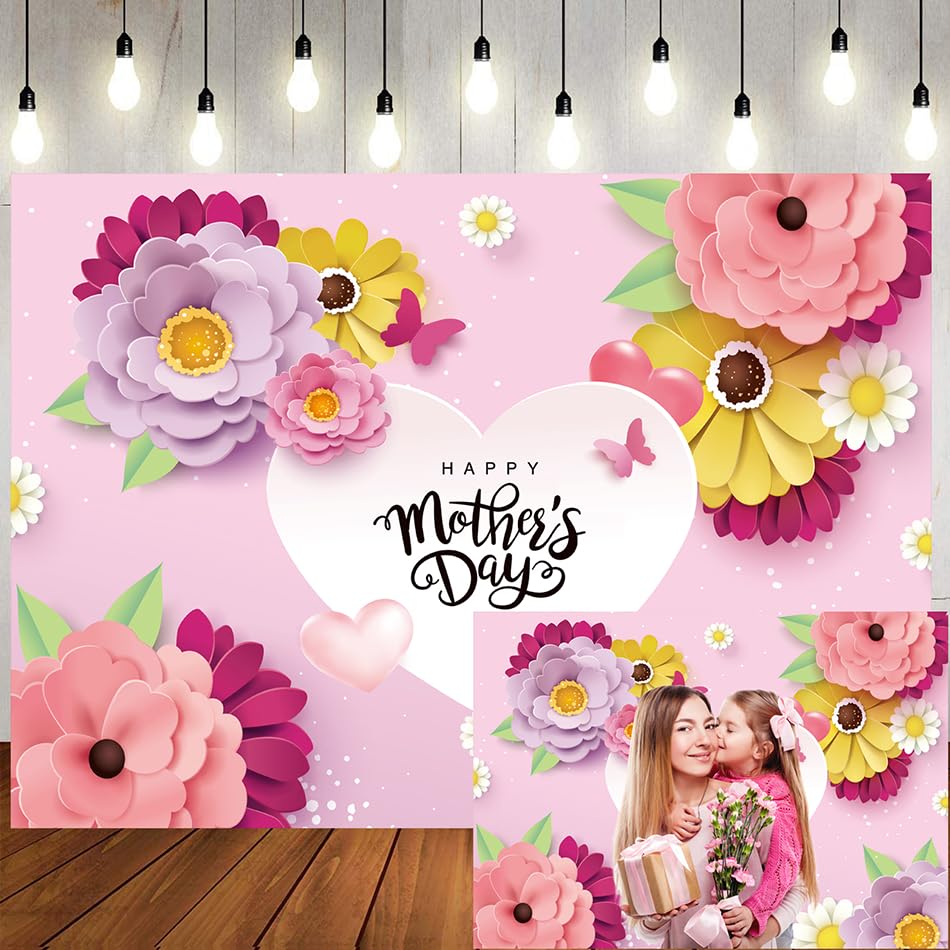 Amazon.com : LTLYH 10x8ft Happy Mother's Day Banner Backdrops Love ...