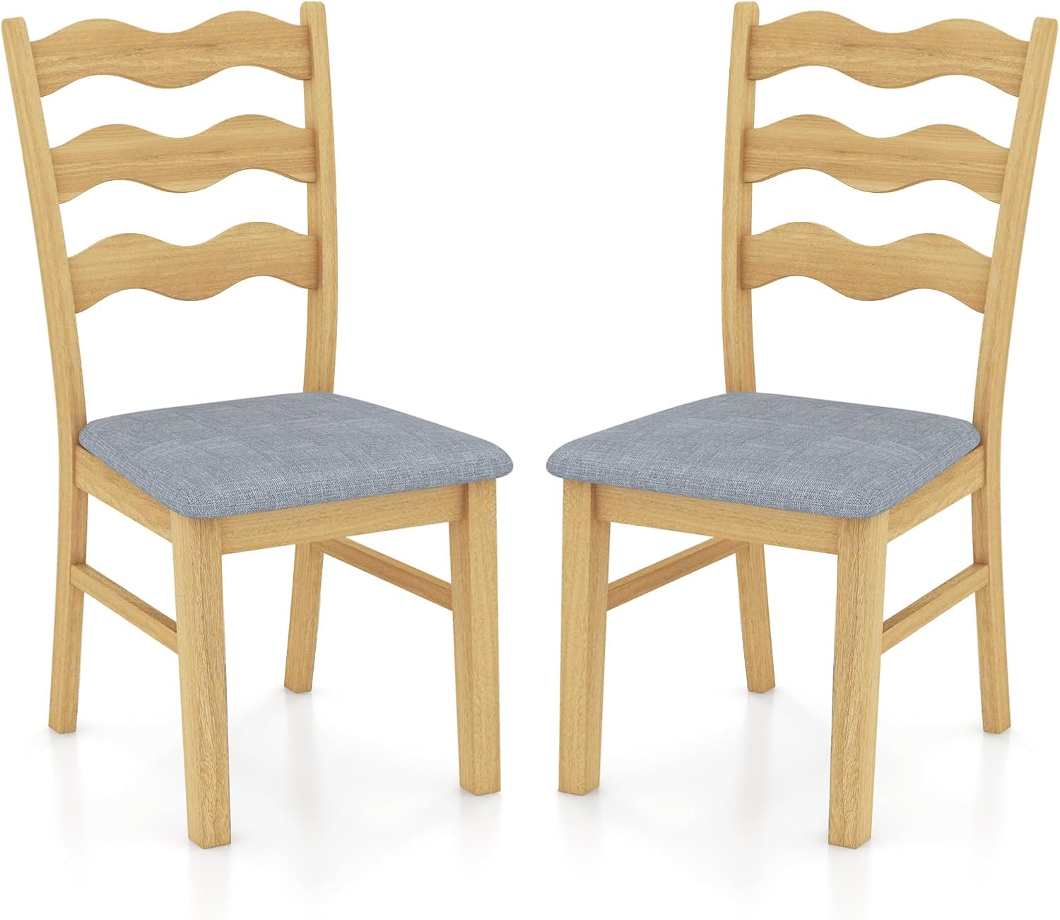 Amazon.com - Giantex Wooden Dining Chairs Set of 2, Rubber Wood Kitchen ...
