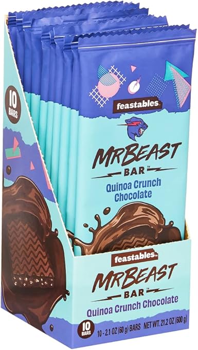Feastables MrBeast Quinoa Crunch Chocolate Bars - Made with Cocoa. Plant Based with Only 5 ...