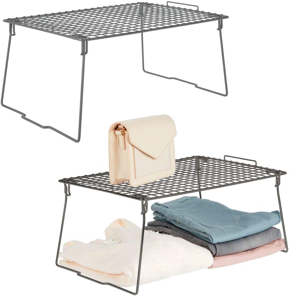 Amazon.com: mDesign Farmhouse Metal Stackable Storage Shelf - Closet ...