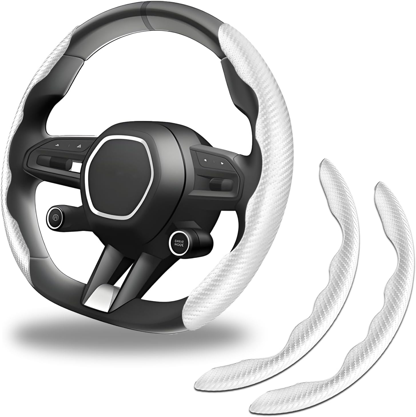 Amazon.com: LTDCVTR 2pcs Carbon Fiber Anti-Skid Steering Wheel Cover ...