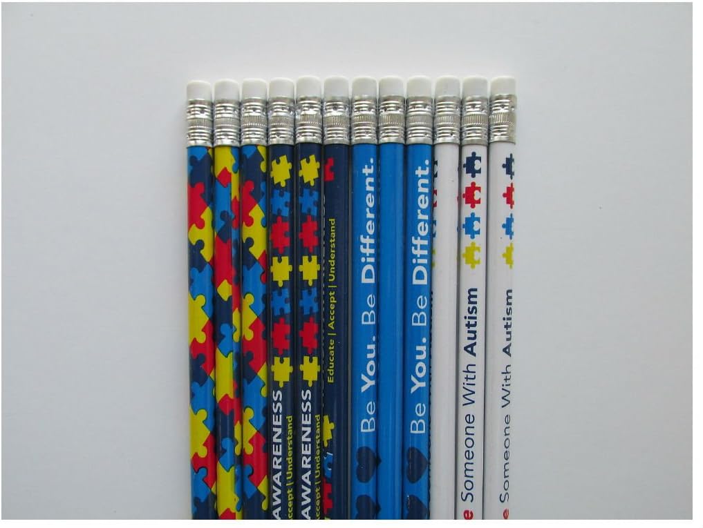 Amazon.com: 24 Autism Awareness Pencils 7 1/2" #2 Pencils 4 Designs ...