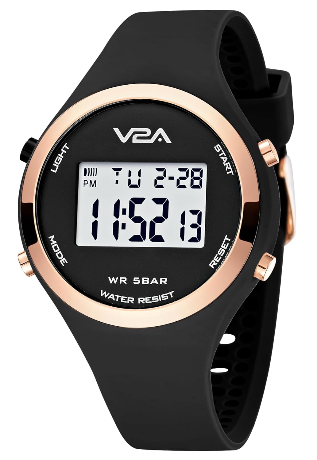V2A Sports Watch for Women, Alloy Case, Silicone Band, Digital Display ...