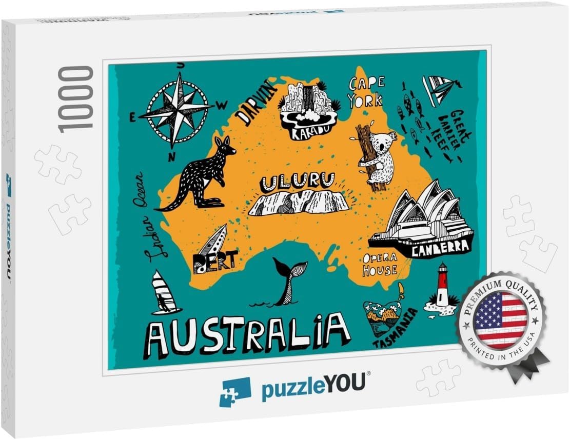 Amazon.com: Illustrated Map of Australia... Jigsaw Puzzle Jigsaw Puzzle ...