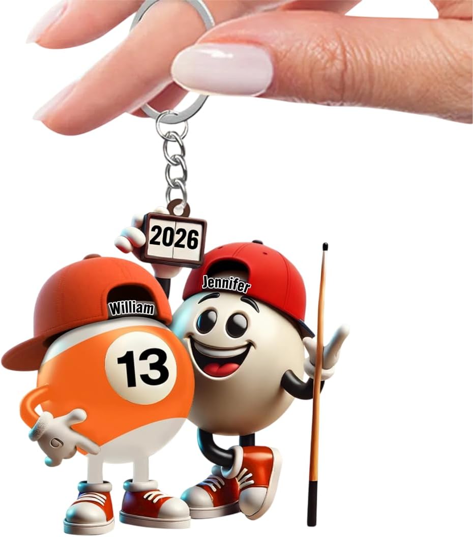 Amazon.com: Custom Name Billiard Couple Keychain, Billiard Lover Gift ...