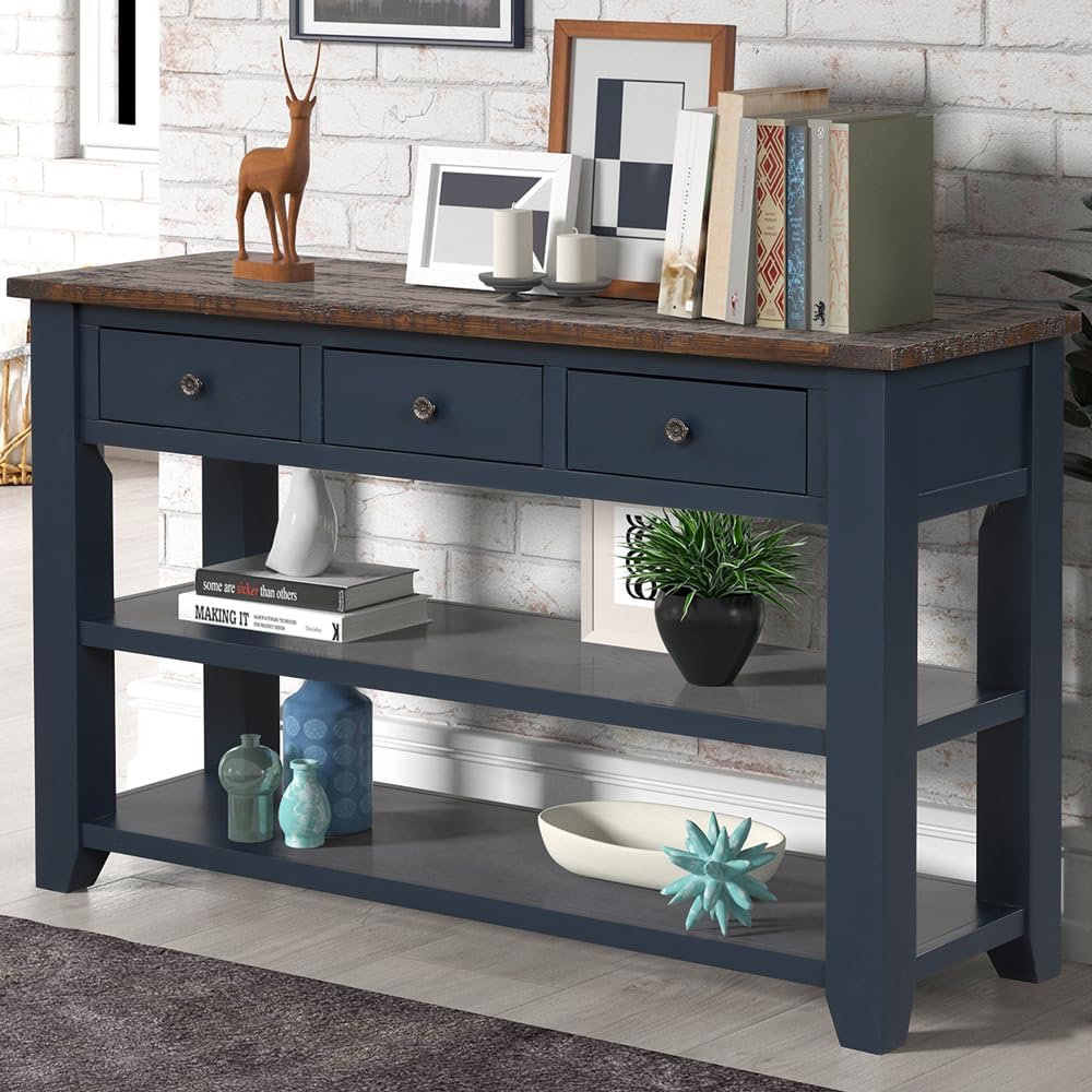 Amazon.com: 48'' Solid Pine Wood Top Console Table, Modern Entryway ...