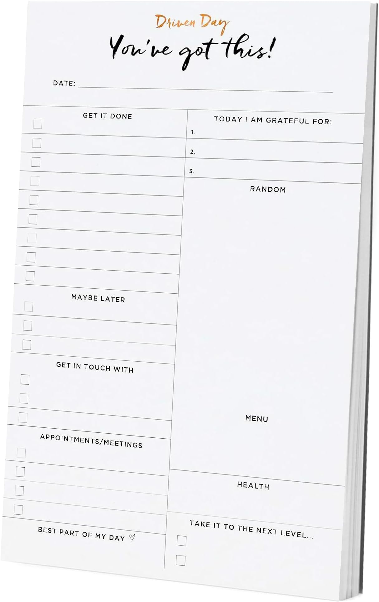 Amazon.com : Driven Day Undated Daily Agenda Pad - Memo Pad and To Do ...