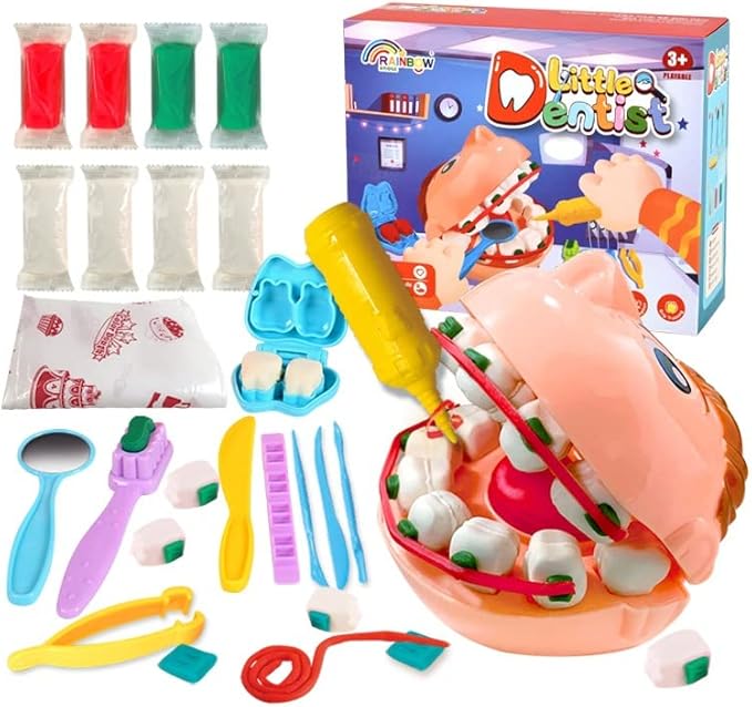 Crelloci 21Pcs Play Dough Dentist Set Playdough Mini Dental Kit Tools ...
